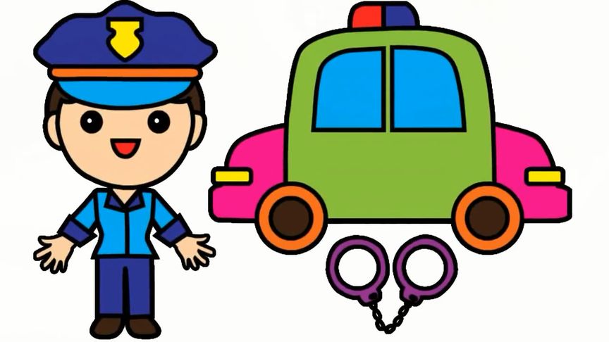 亲子早教画画,教孩子简笔画警察叔叔和警车,超简单又有教育意义