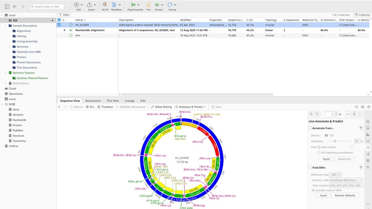 03.使用Geneious进行线粒体基因组注释及人工校正