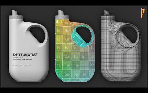 C4D洗衣液瓶建模、UV 展开和纹理制作教程