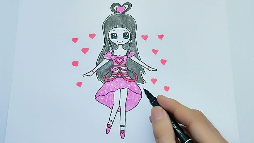 儿童简笔画教程视频之人物篇,漂亮的叶罗丽王默简笔画