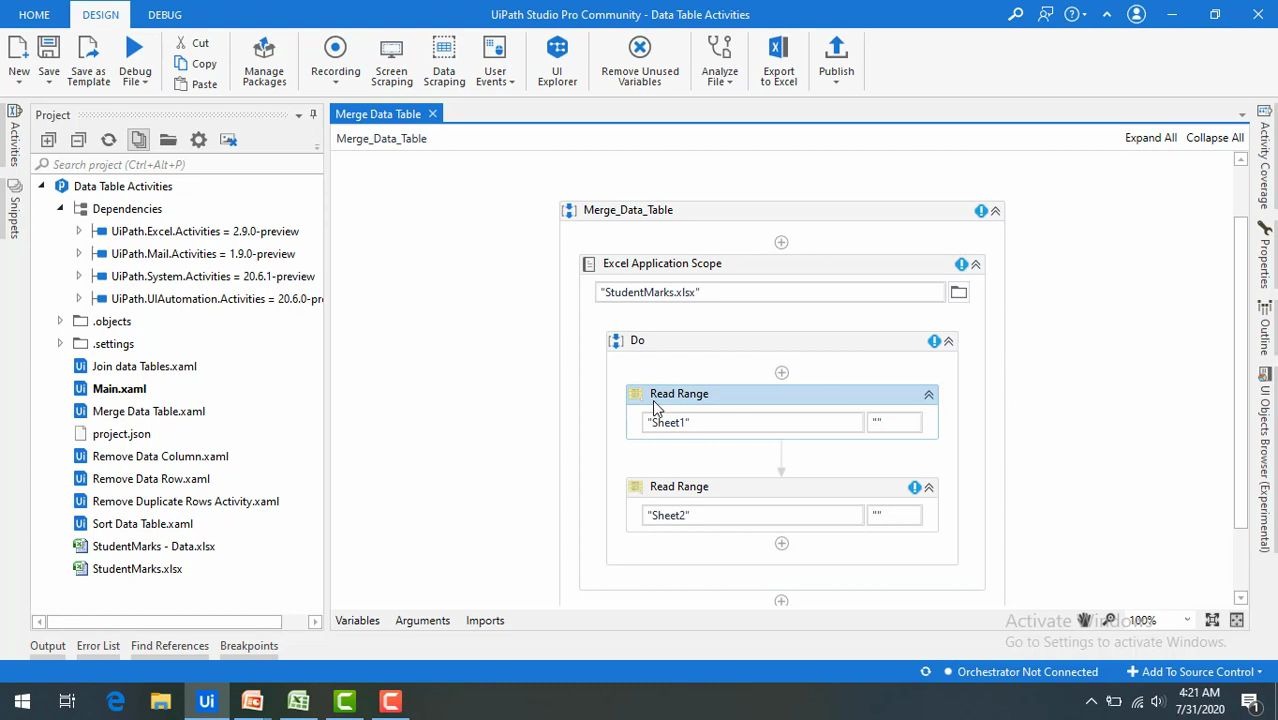 【RPA之家视频教程6】UiPath教程——第51天——合并数据表活动(...