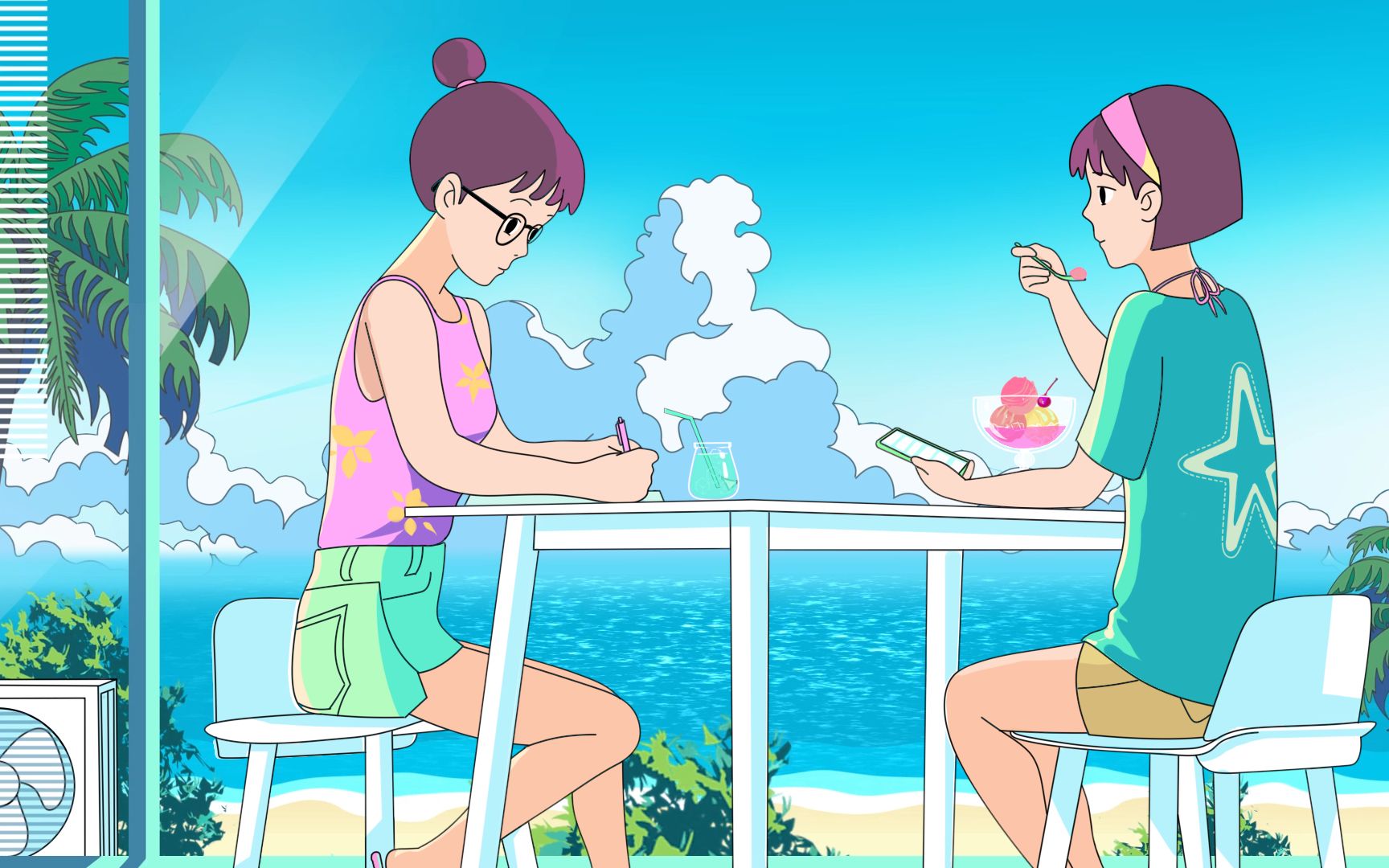 ...环境音/勺子冰块玻璃杯撞击音/开汽水声/海鸥叫声/白噪音/舒缓解压助眠