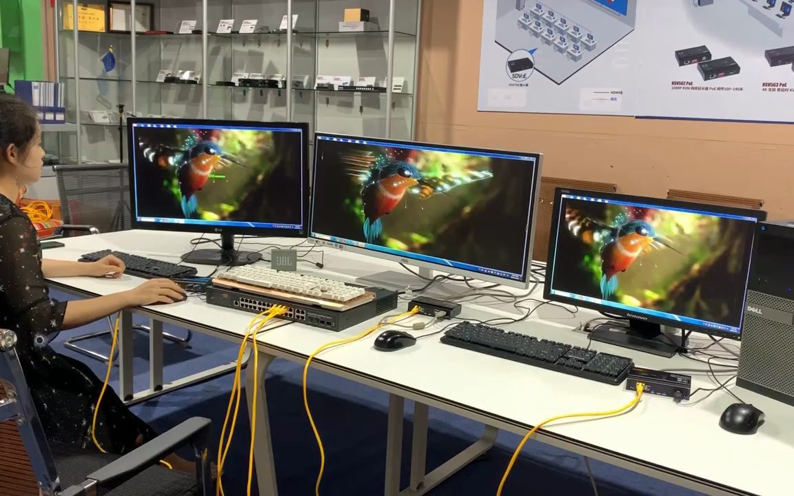 妙联宝KVM延长器带USB2.0键鼠HDMI转网线一对多4K高清视频PoE...