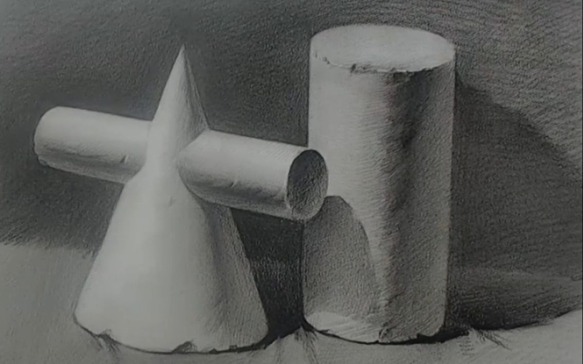 【素描教学】零基础素描教学,几何体组合的讲解