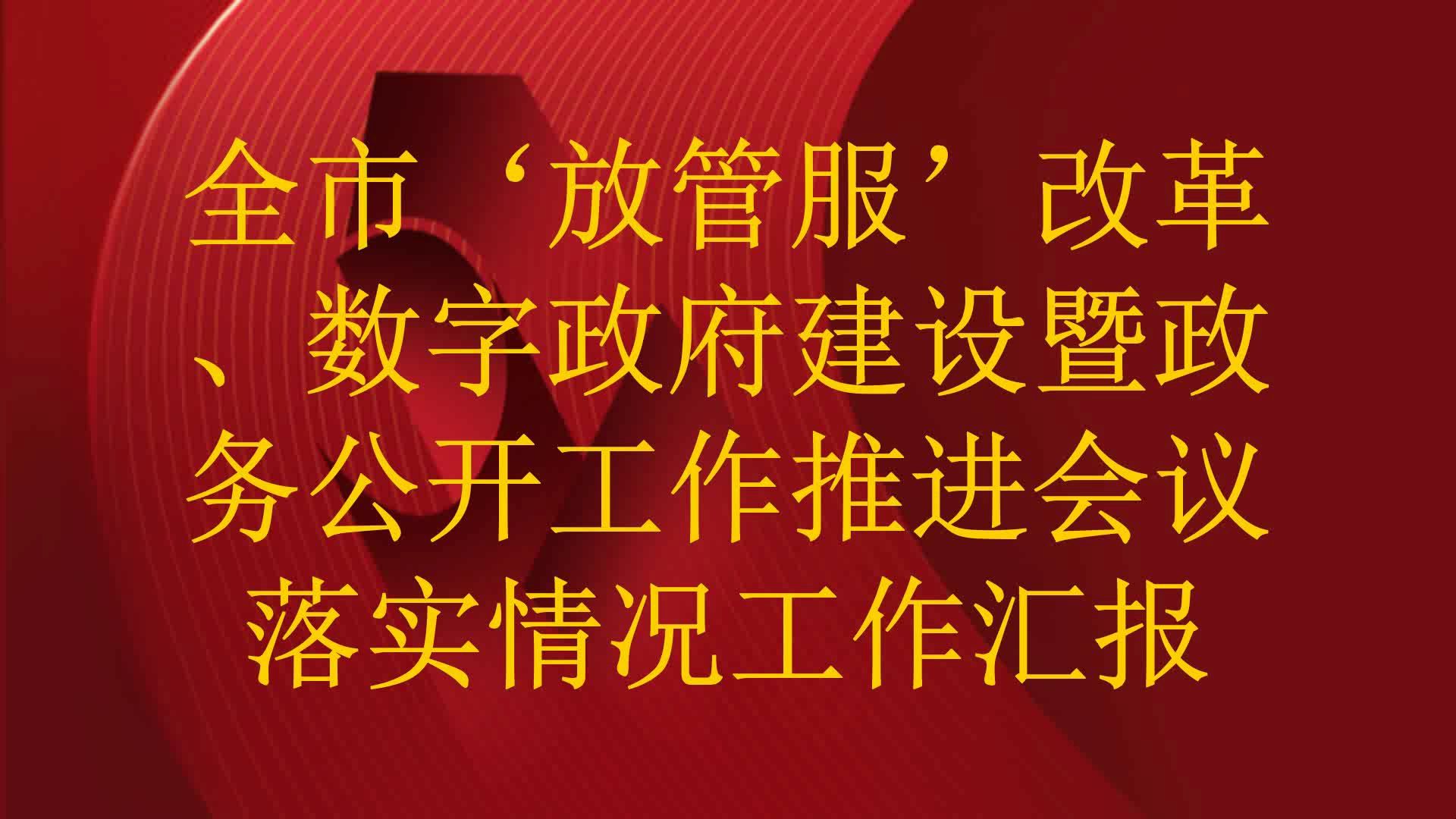 全市‘放管服’改革、数字政府建设暨政务公开工作推进会议落实情况...