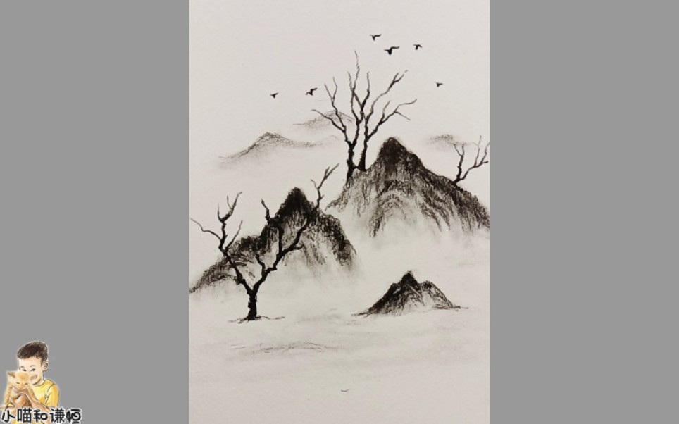 【素描教程】老师教你画简单容易学会的风景画,几个石块几根树枝,...