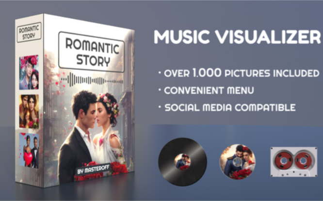 AE模板-黑胶唱片音乐播放器 卡带磁带音乐可视化 CD光盘音乐播放器 ...