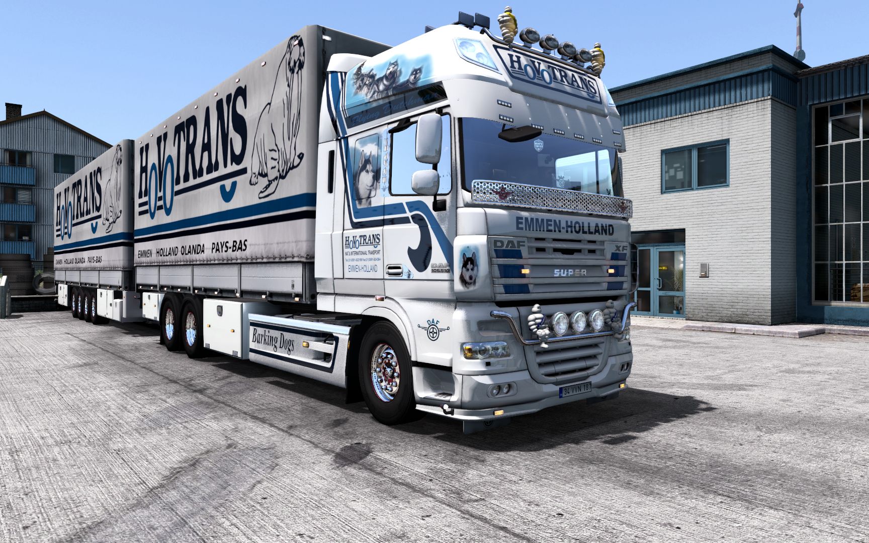 欧卡2-创业记#53-新提DAF XF105,BDF串联挂,荷兰HOVOTRANS涂装