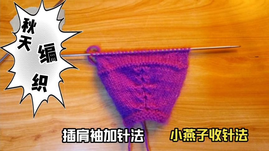 编织小技巧:插肩袖加针法及小燕子收针法@秋天编织