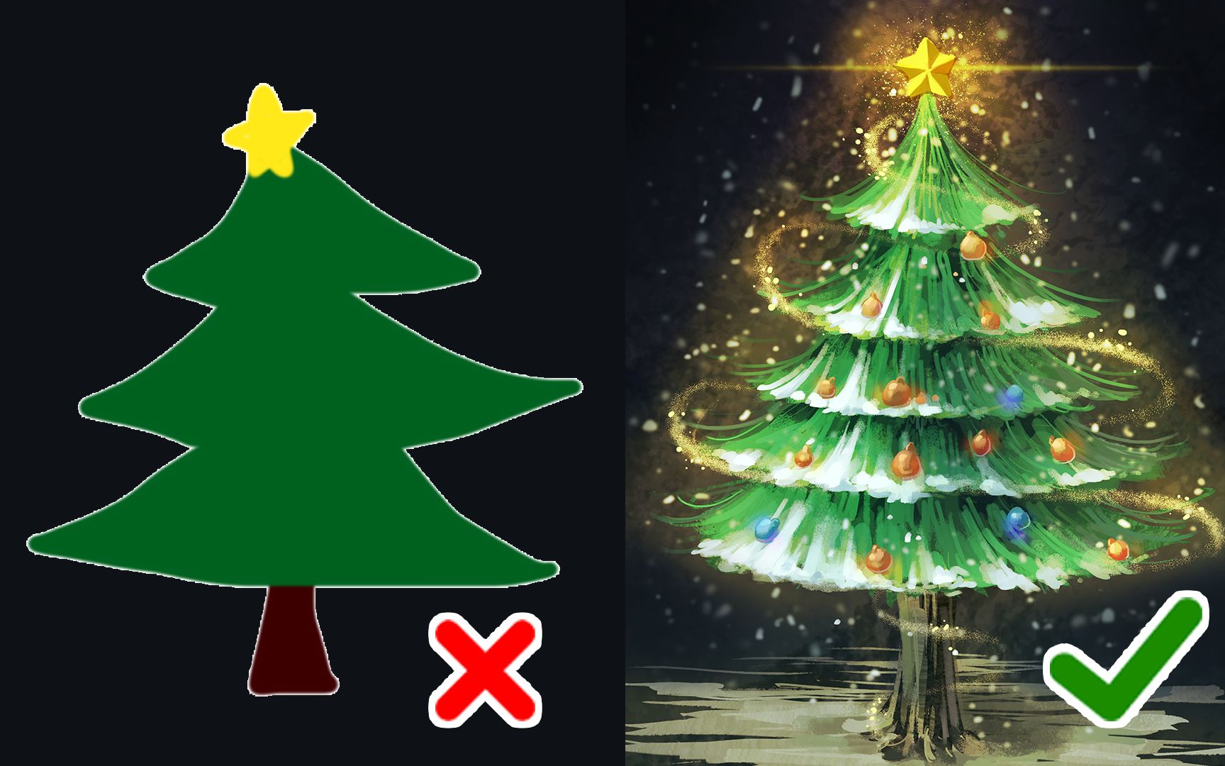 【圣诞教程】手把手教你萌新也能学会的圣诞树画法!没有对象也能学哦!