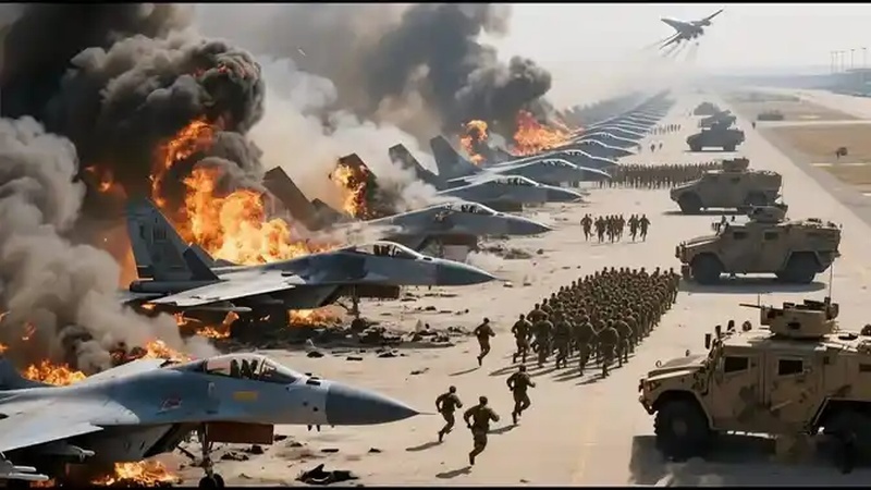 69架美军隐形战斗机在乌军机场被俄军导弹袭击摧毁!军事模拟ARMA3