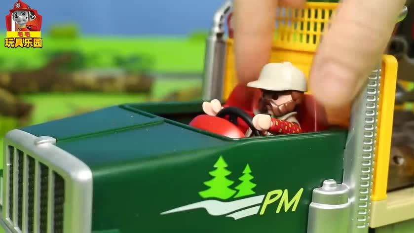 树林里面砍伐了很多的树木,接下来要用货车拉回去