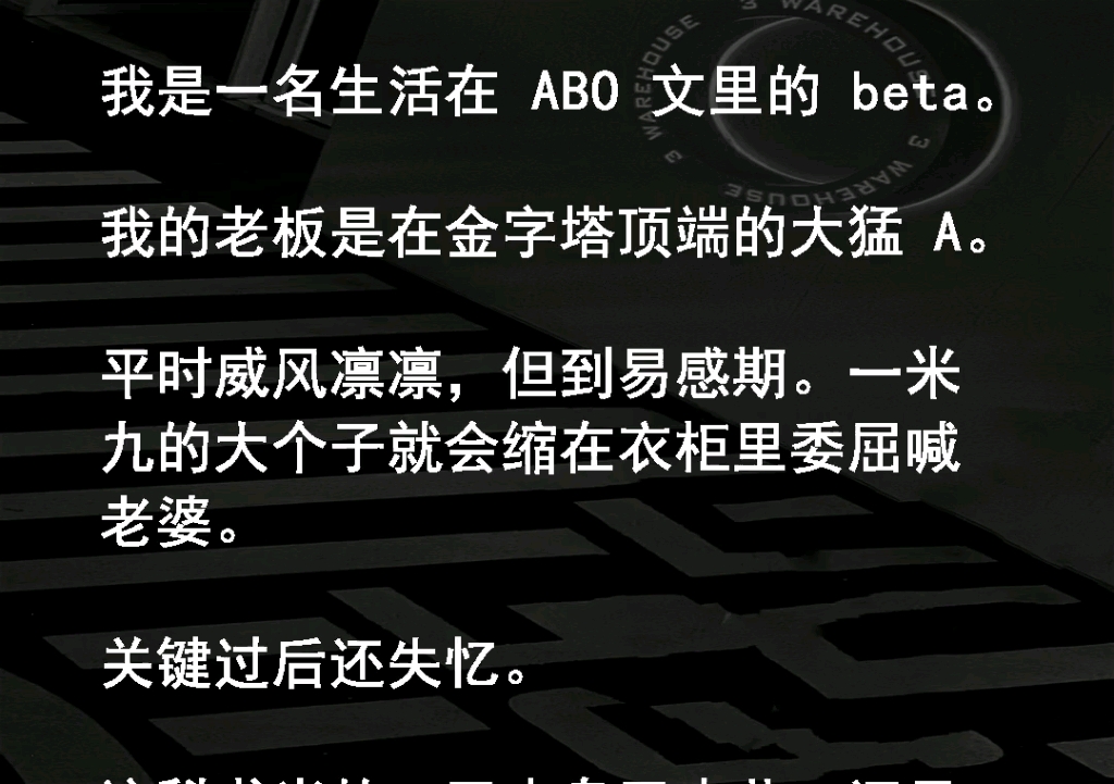 我是一名生活在ABO文里的 beta我的老板是金字塔顶端的大猛 A平时...