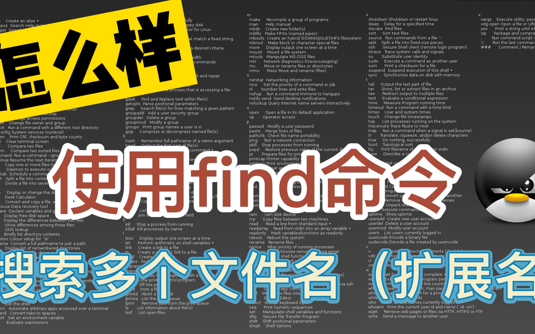 怎样使用find命令搜索多个文件(扩展名)!