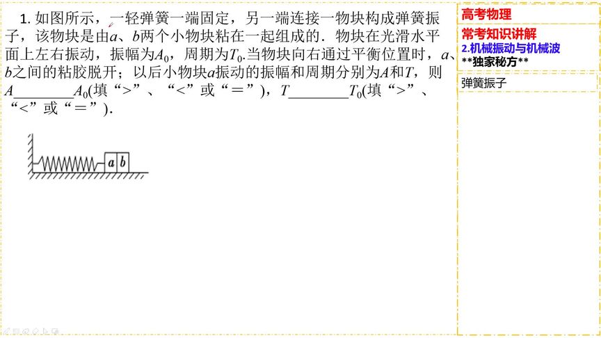 高考物理2.机械振动与机械波——弹簧振子