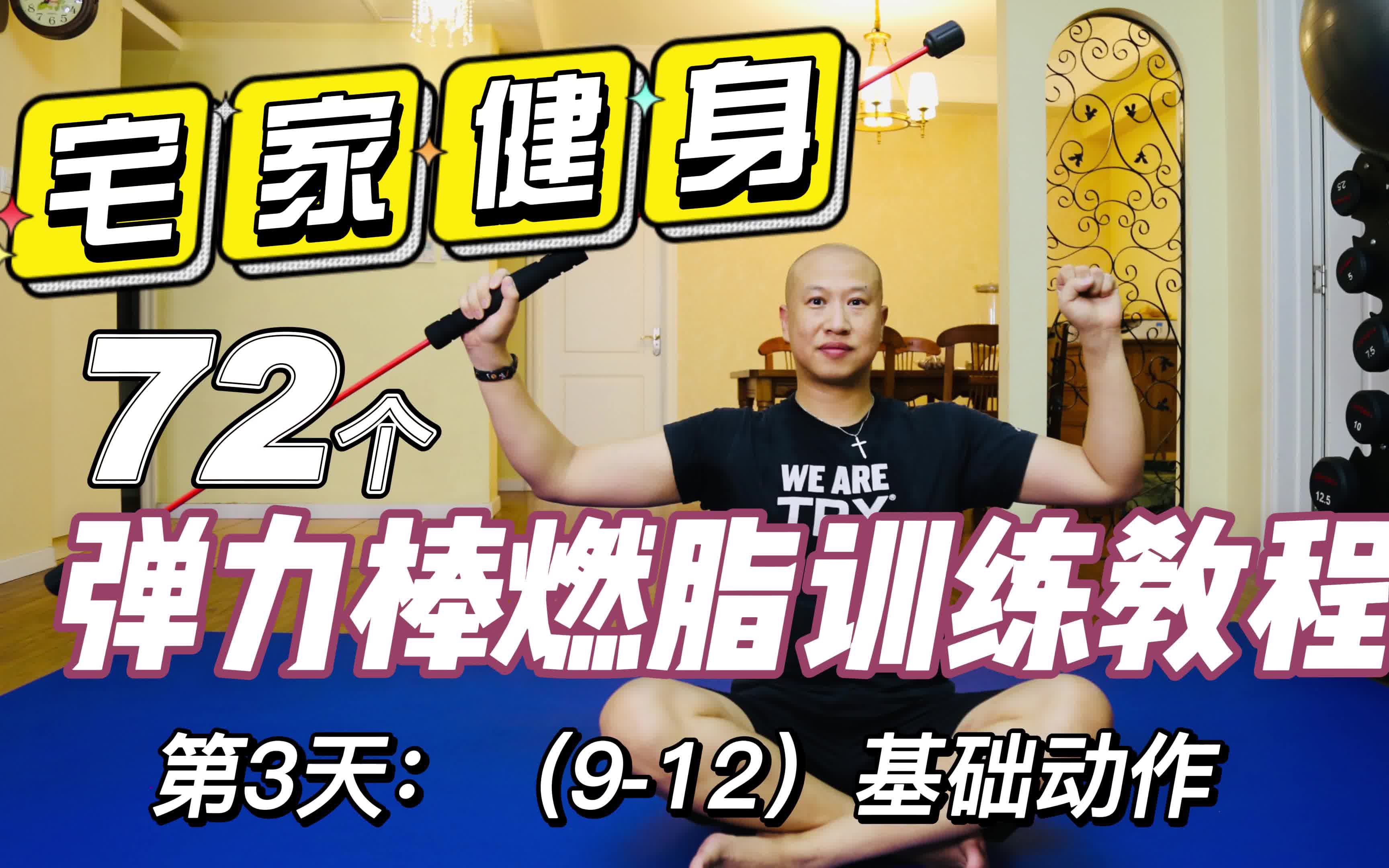 全网最全飞力士弹力棒训练动作教程。共72个动作,第3天(9-12)基础训练