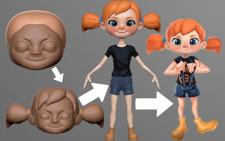 【ZBrush】欧美卡通角色ZBrush雕刻+顶点着色全过程