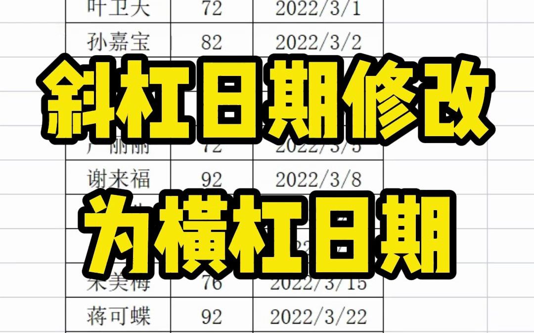 斜杠日期修改为横杠日期或其他样式的日期,学会这么设置轻松完成...