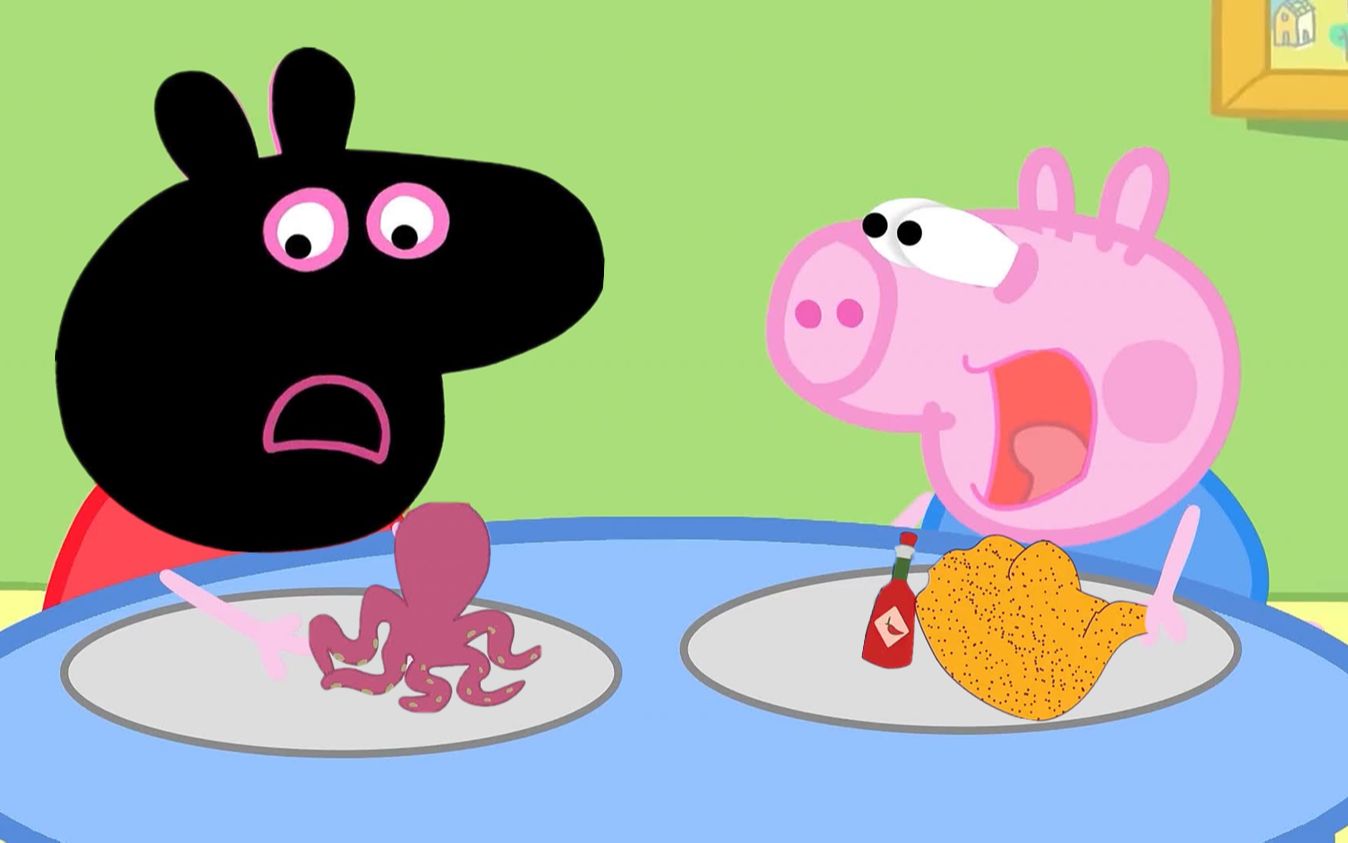 小猪佩奇的美食还会逃跑?搞笑动画少儿英语