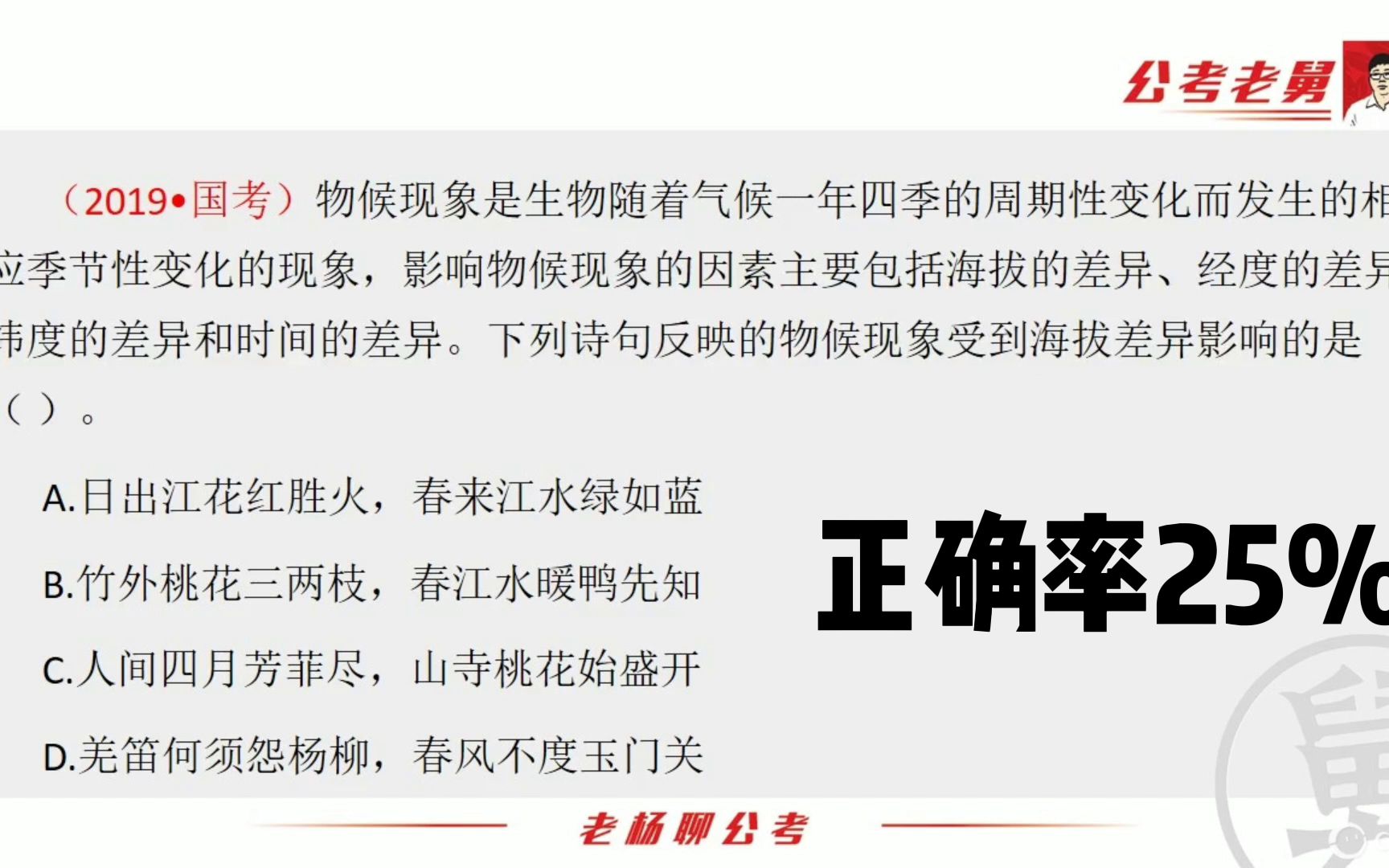 公考定义判断真题:物候现象是生物随着气候一年四季的周期性变化而...