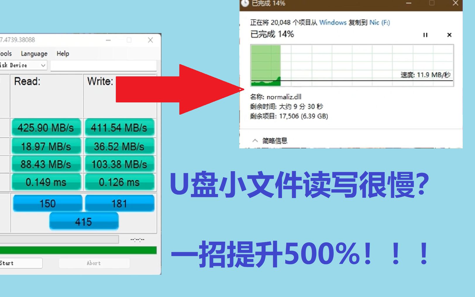 【教程】U盘读写慢?一招提升500%!