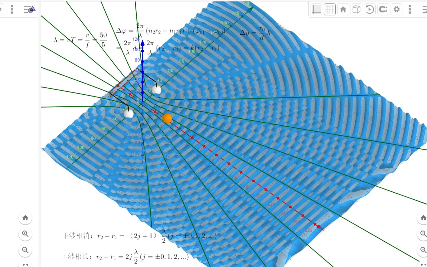 GeoGebra在物理中的应用之波的干涉三维可视化