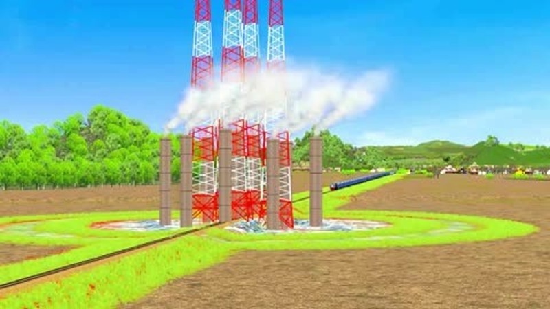 信号塔修建在轨道上挡住了火车的前进,列车长直接旋绕信号塔通过