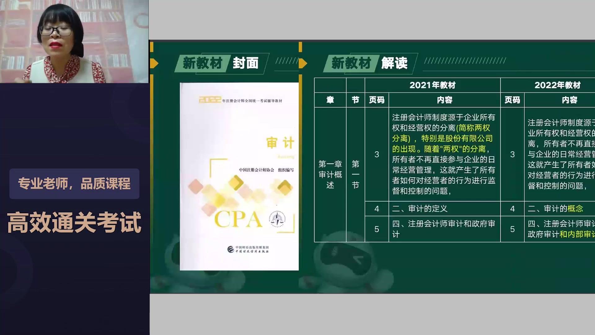 2022注册会计师《审计》教材精讲班免费课程合计_佟雪欣