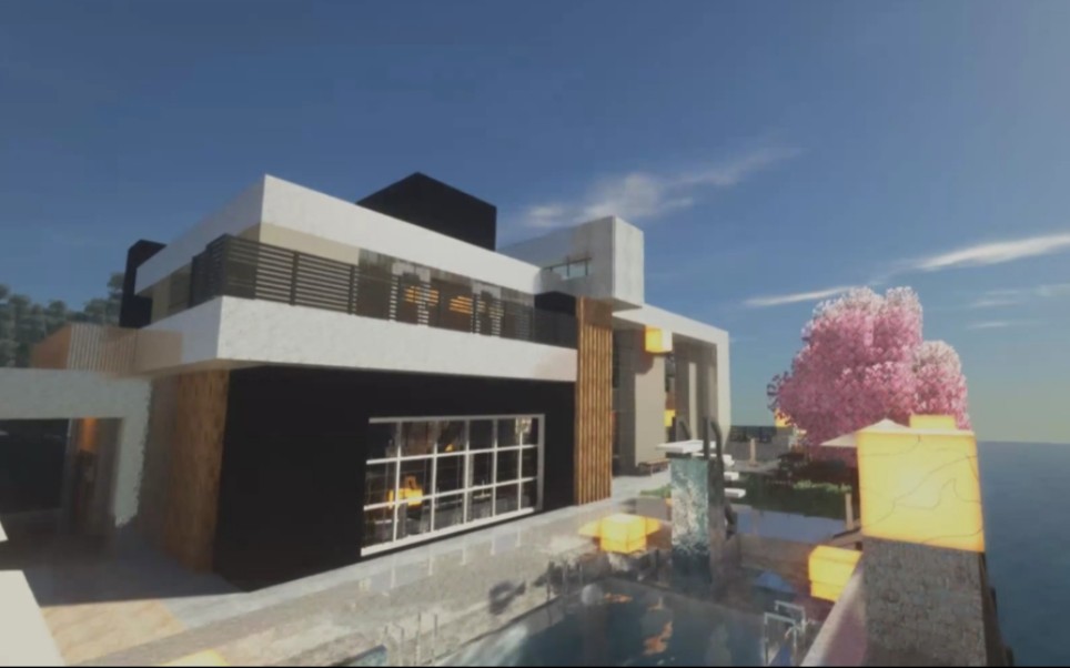 【Minecraft/建筑欣赏】依山傍水的景观现代小别墅