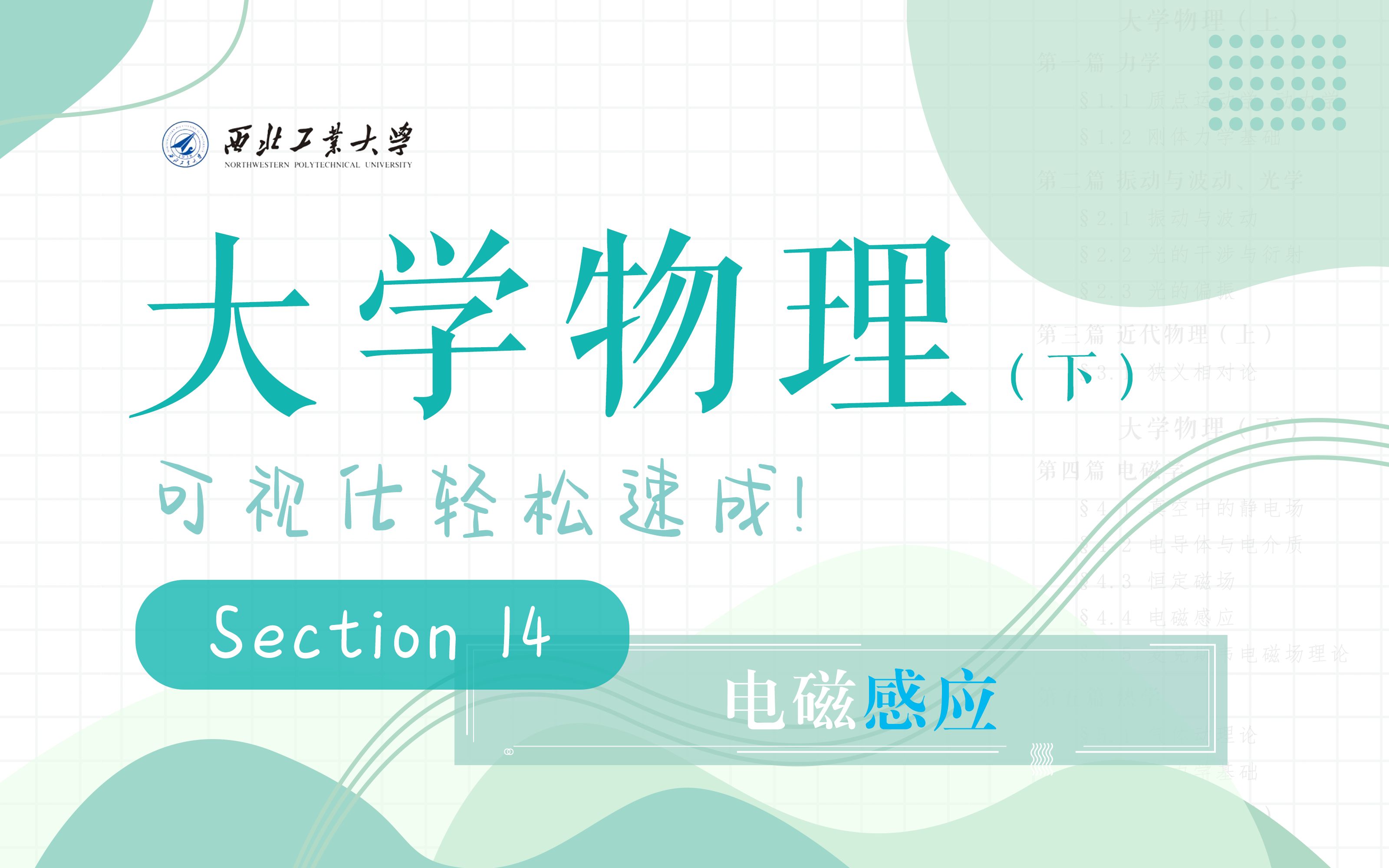 大学物理(下) 可视化详解学习!| 第十四讲 | 54分钟学习 电磁感应