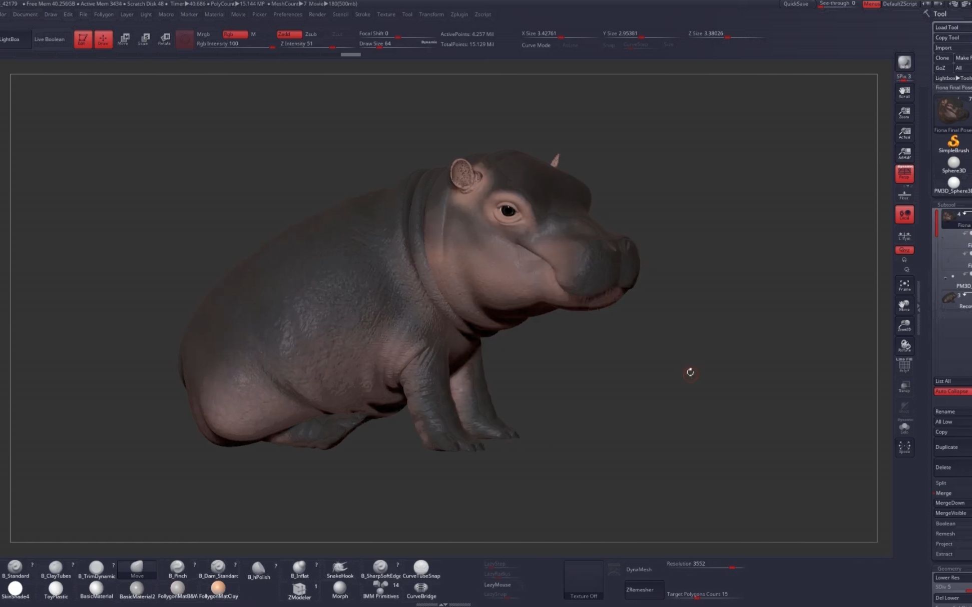 【3D建模】使用ZBrush制作一只犀牛3D模型