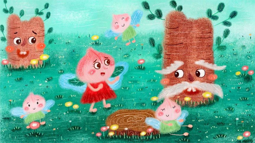 温暖治愈儿童卡通童话绘本故事少儿绘画教程简笔画桃子精灵(24)