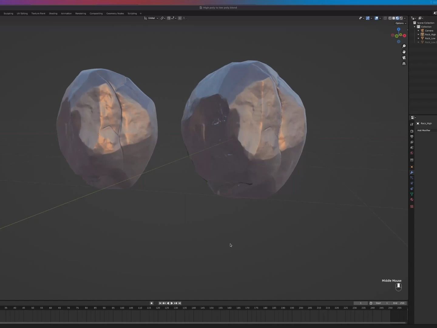 blender从高模细节传输到到低模