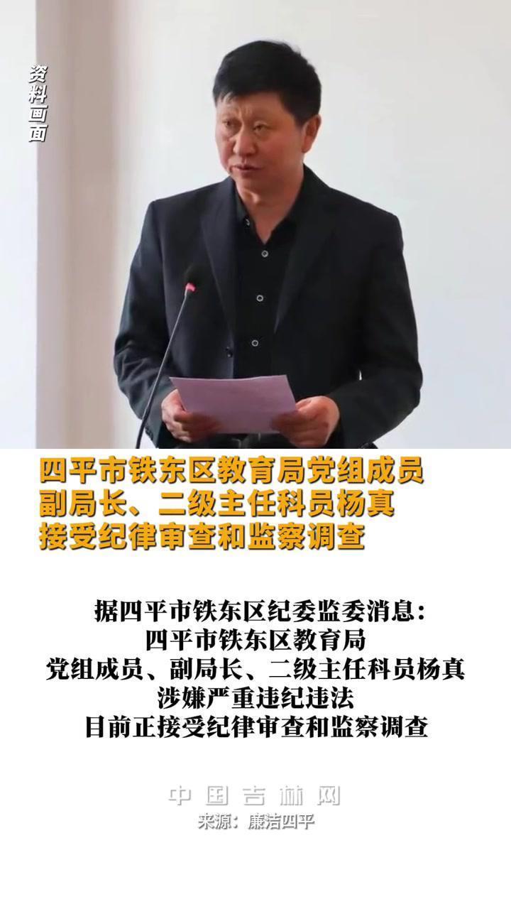 四平市铁东区教育局党组成员、副局长、二级主任科员杨真接受纪律...