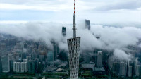 广州塔广州城市风光空头雨后云雾珠江新城旅游宣传片航拍视频