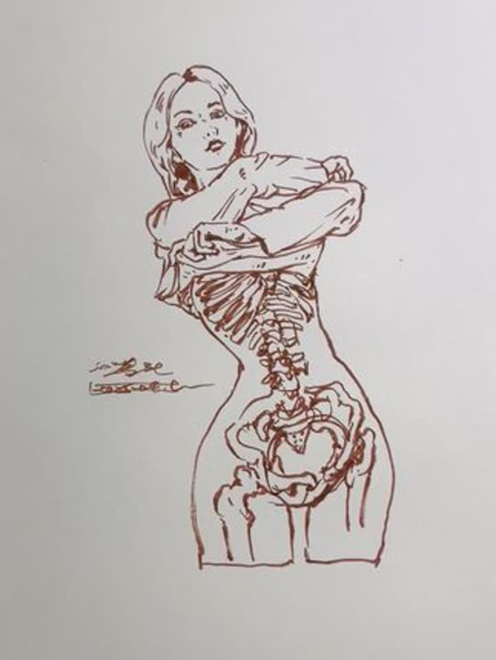 有双透视眼 绘画工具:科学毛笔 #日常瞎画 #摸鱼 #想画就画 #画画#...