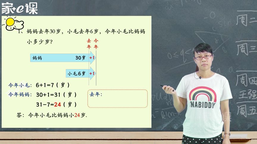 小学一年级数学:年龄问题应用题分析 林喜喜老师 家e课 在线教学