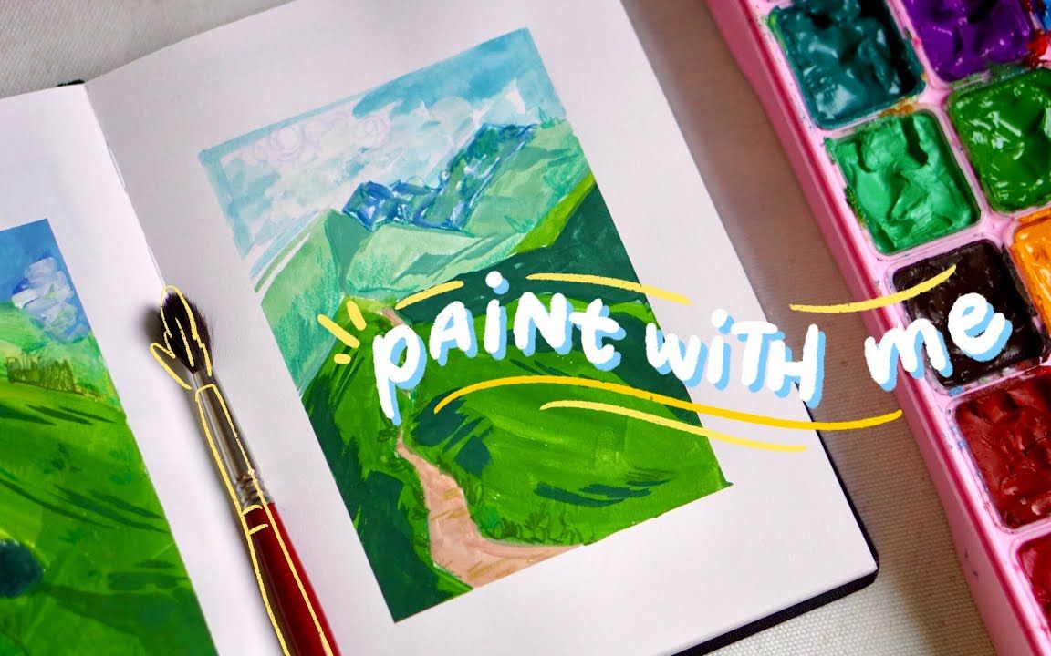 【水粉】简单易学的水粉风景画--山