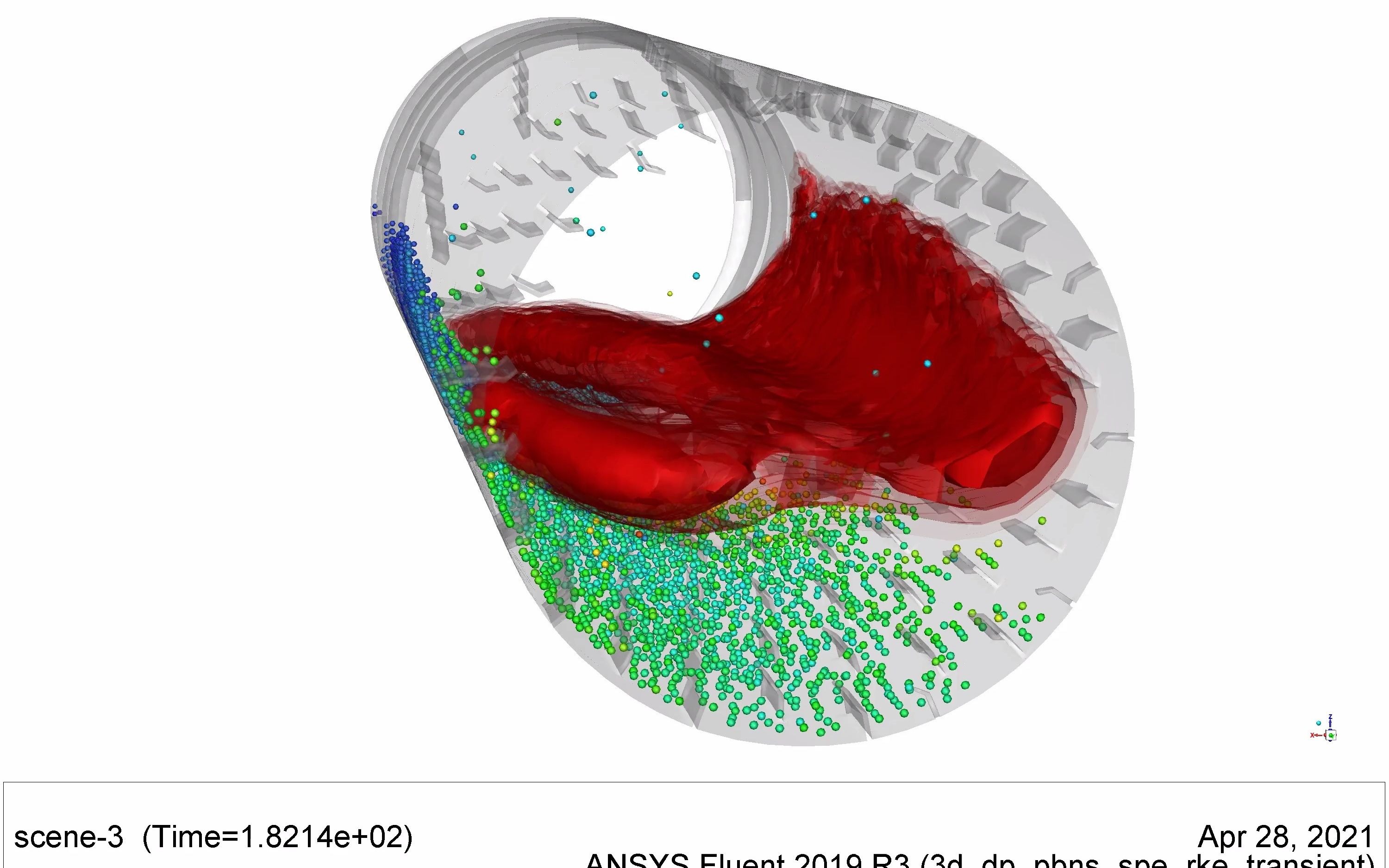 Ansys Fluent中的DEM模型+旋转网格+燃烧 模拟回转窑颗粒燃烧