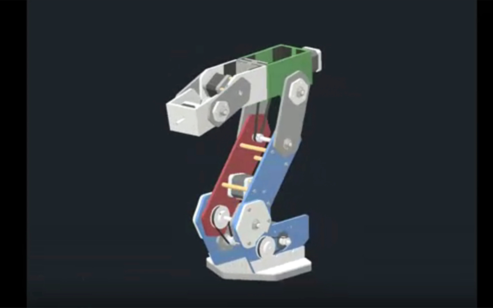 inventor机械臂爆炸图、运动机理、底座应力分析