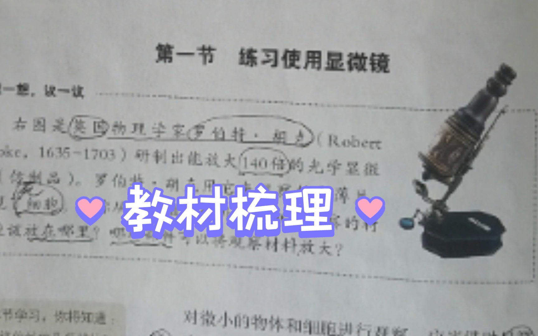 教材梳理///第一章第一节 练习使用显微镜(人教版初中生物七年级上册)