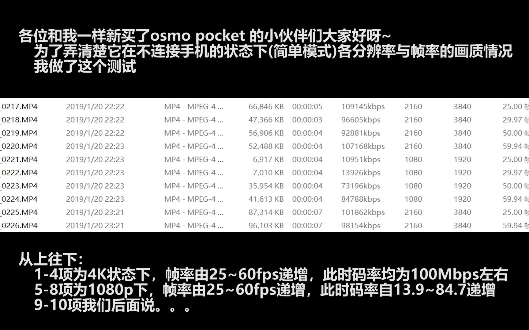 大疆 osmo pocket 分辨率帧率怎么选,数据实测解纠结