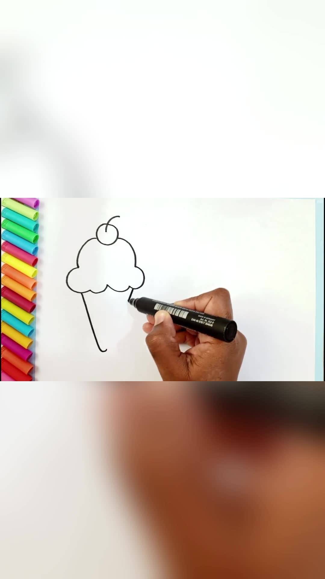 儿童简笔画:教孩子画冰激淋雪糕并涂色