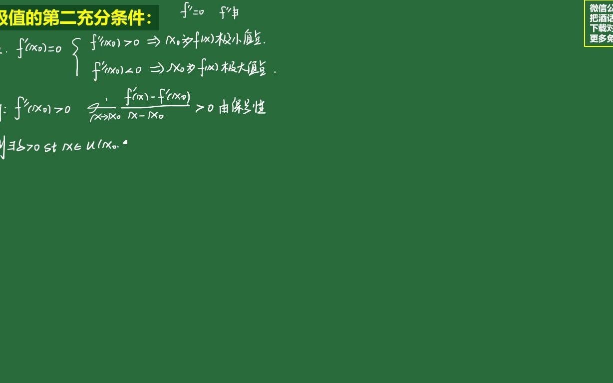 3.5.1 函数的极值及求法(2)-高等数学上微课-微信公众号(把酒话数学)