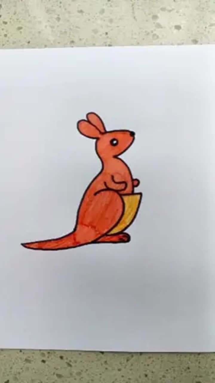 用数字画袋鼠,这个画法简单又好看,一学就会