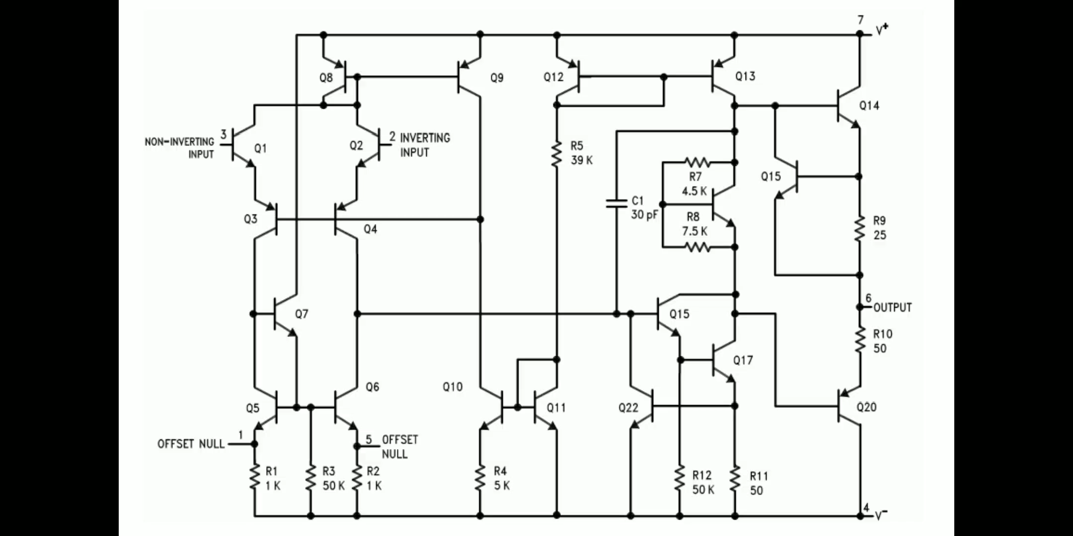 μA741运放内部,全部三极管功能解析。