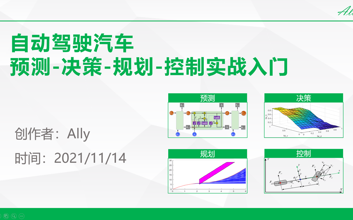 自动驾驶汽车预测-决策-规划-控制实战入门