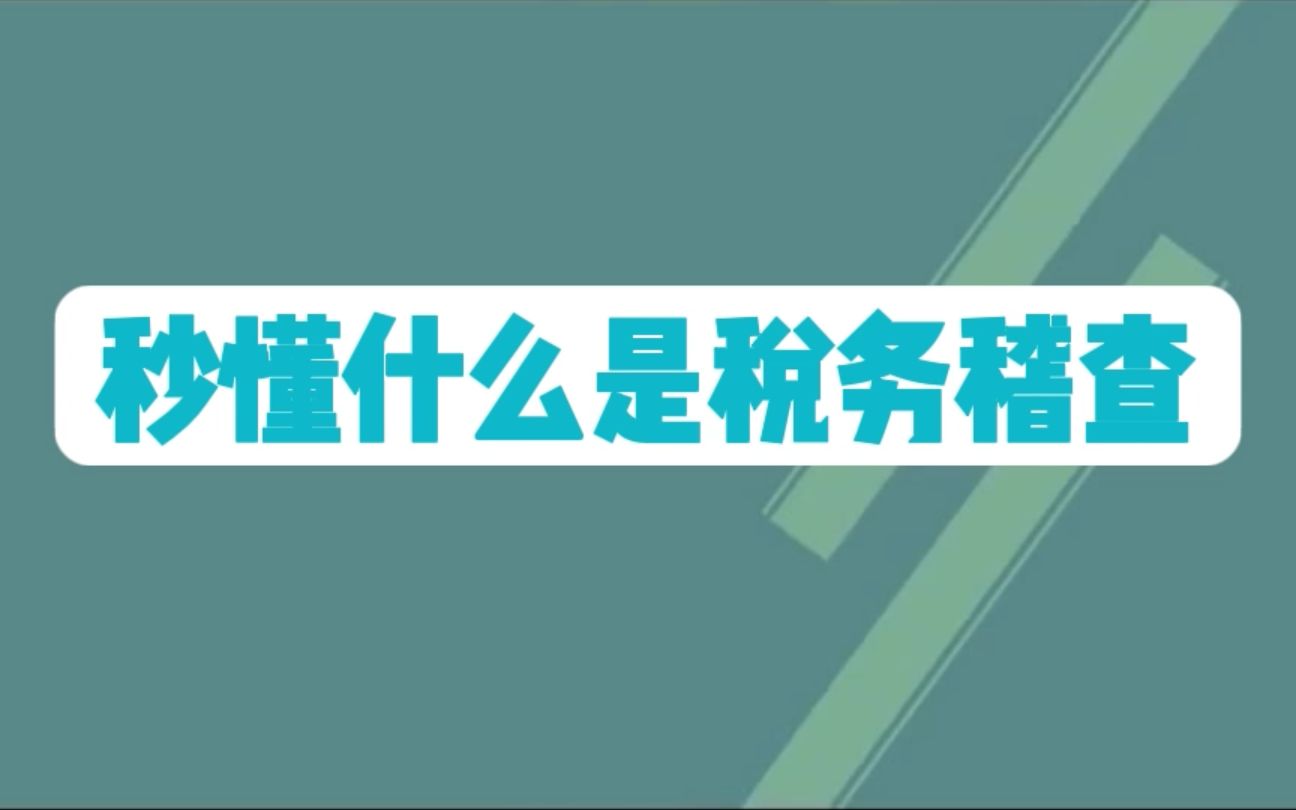 秒懂什么是税务稽查?