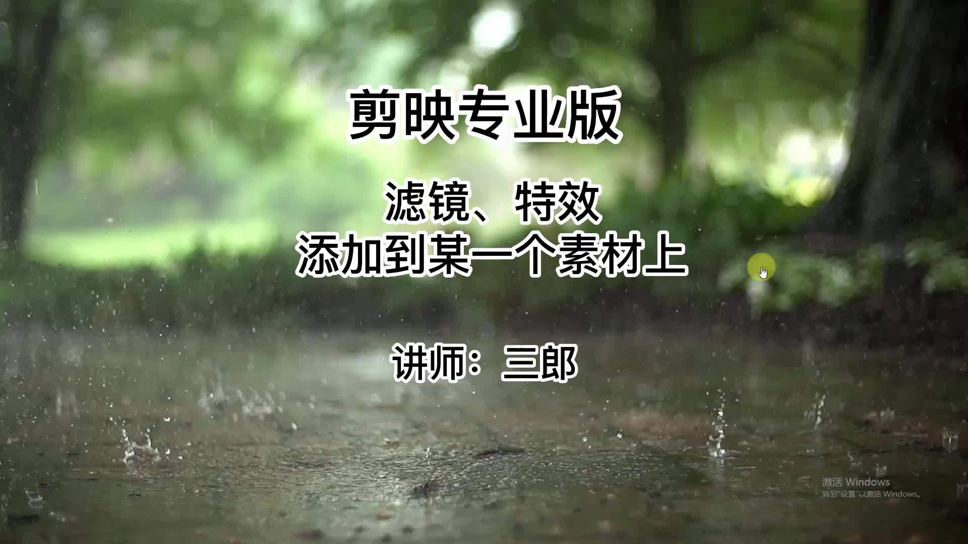 .剪映专业版单独给某一个素材添加滤镜特效以及