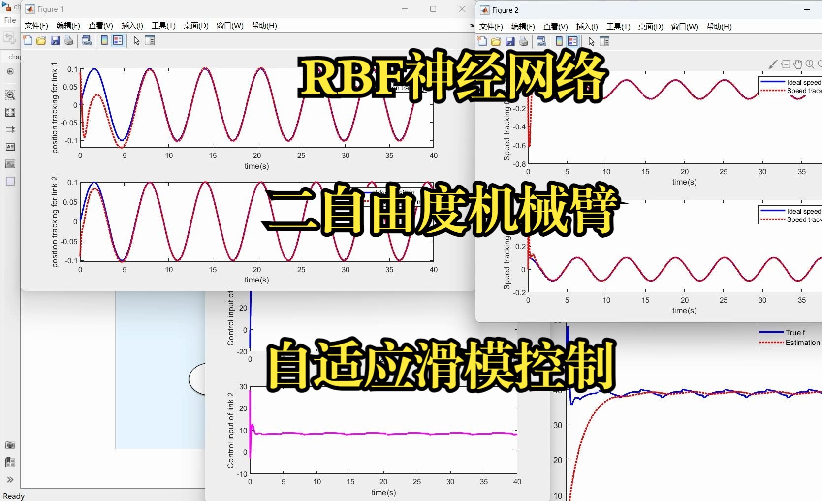 RBF神经网络的二自由度机械臂自适应滑模控制Matlab仿真